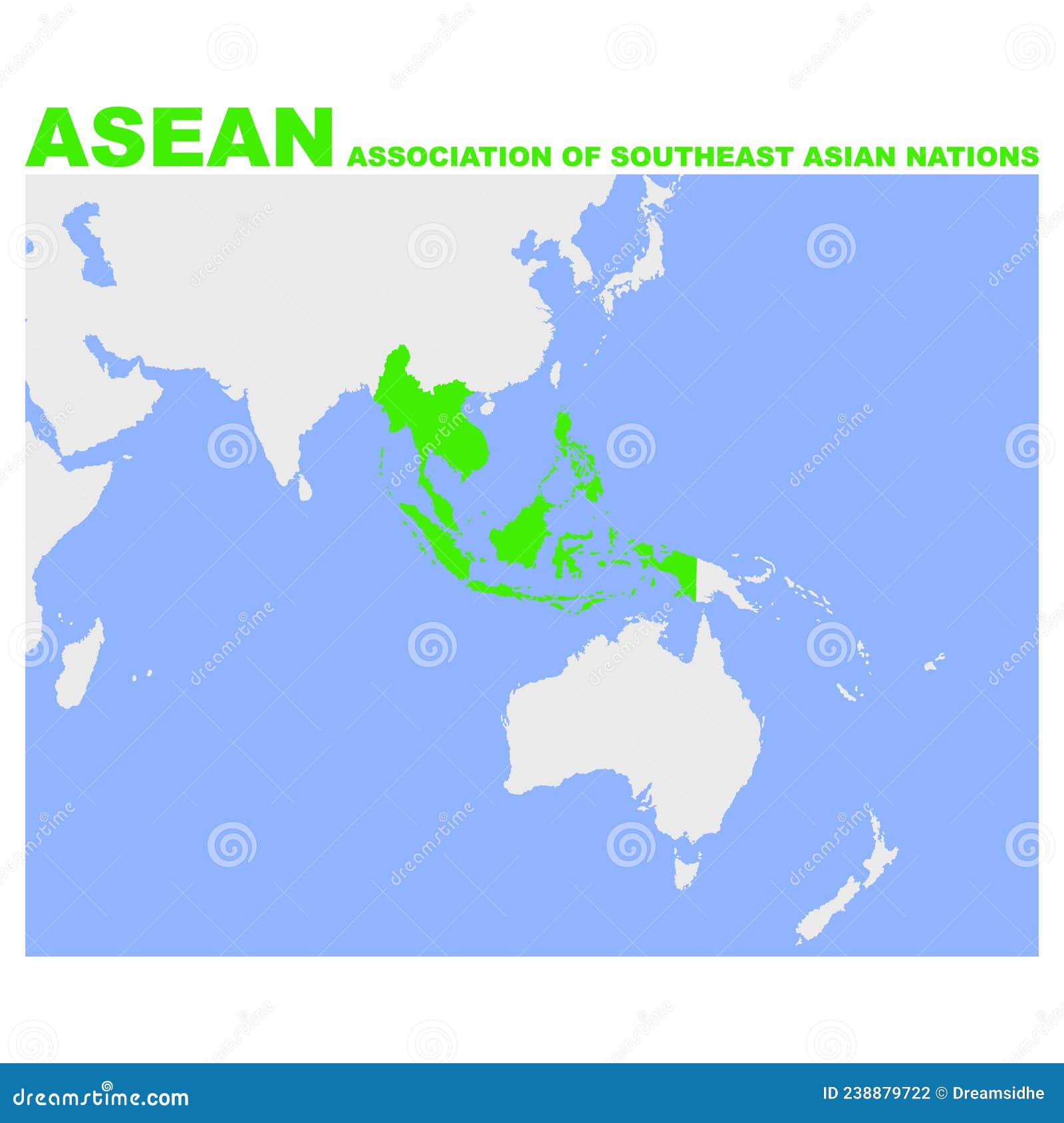 Vector Map with Location of the Association of Southeast Asian Nations ...