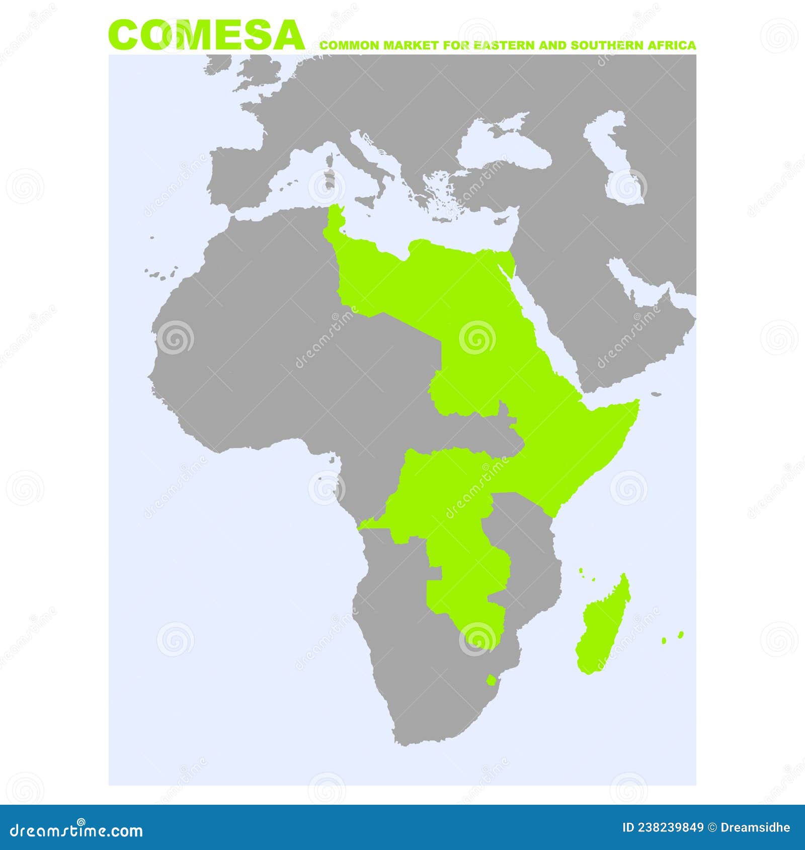 Vector Map with Location of the Common Market for Eastern and Southern ...