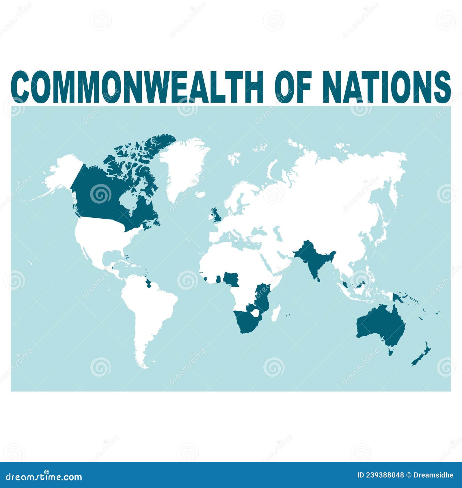 Vector Map with Location of the Commonwealth of Nations Stock Vector ...