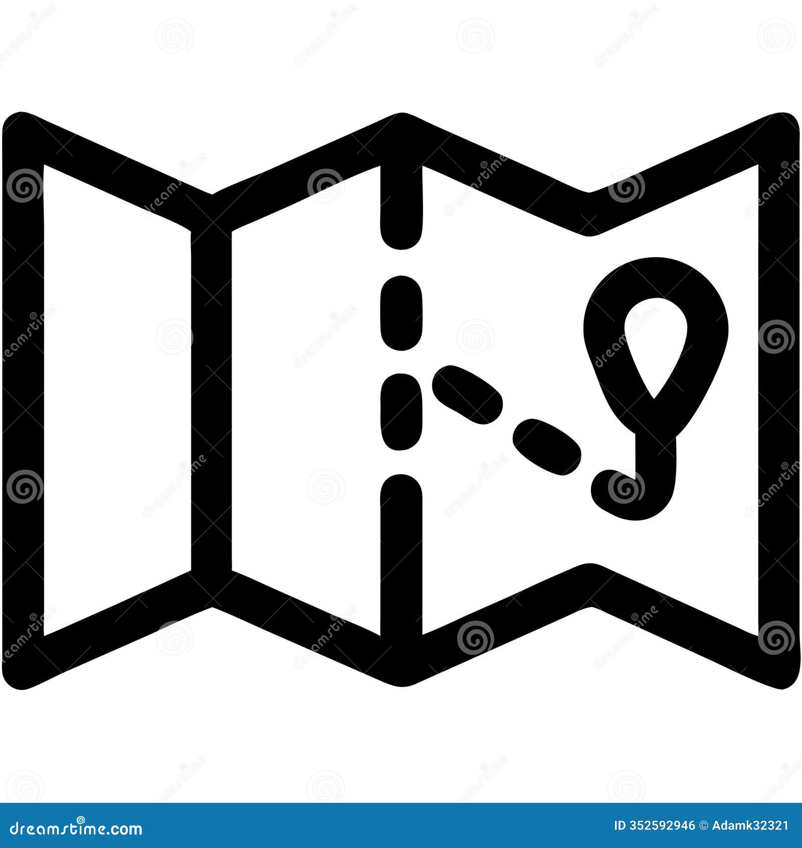 Vector Map with Location Pin and Dotted Pathway for Navigation Apps ...