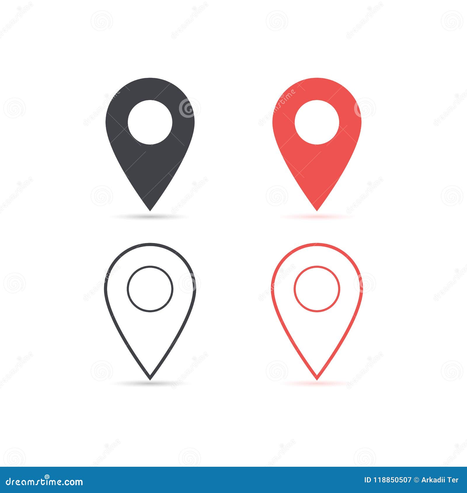 Vector Map Location Red and Red Icon Isolated with Soft Shadow. Element ...