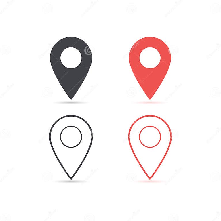 Vector Map Location Red and Red Icon Isolated with Soft Shadow. Element for Design Ui App ...