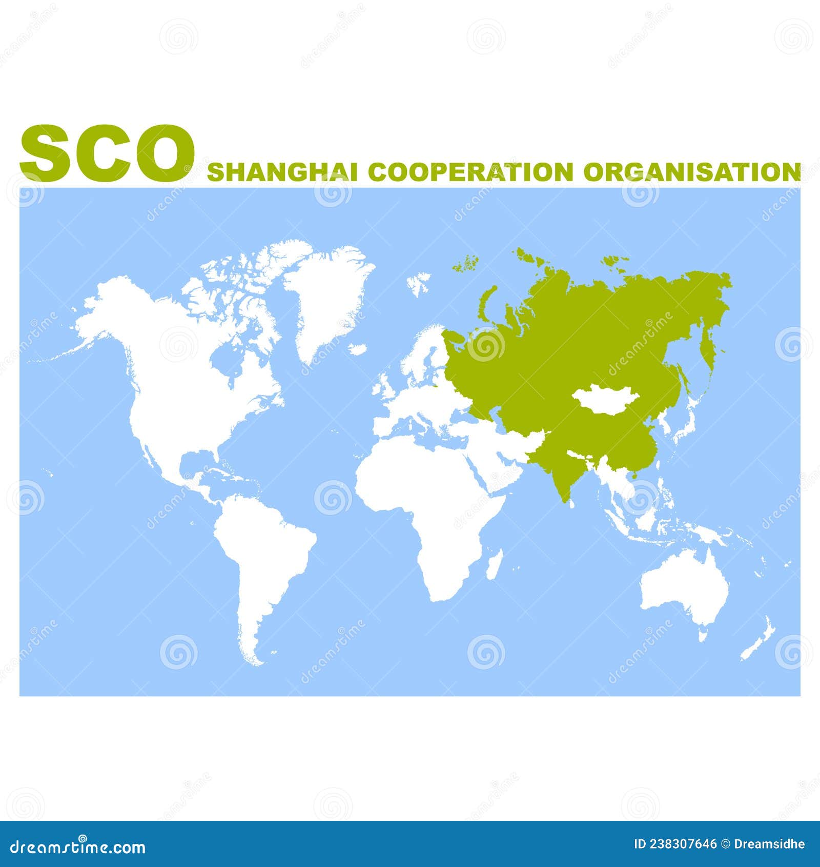 SCO Shanghai Cooperation Organisation Map, Illustration | CartoonDealer ...