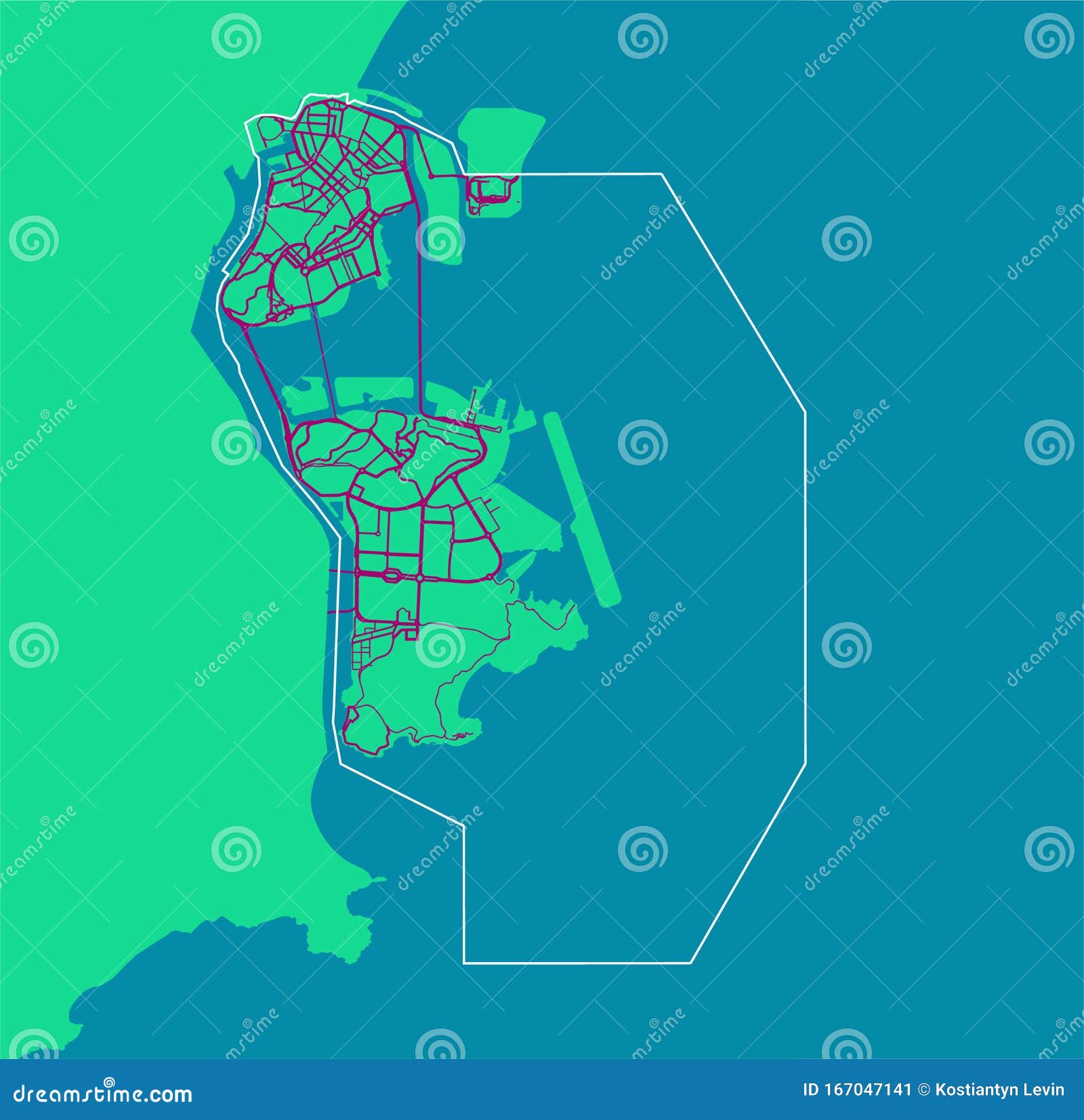 Vector Map of Macau with Coastline and Administrative Border 库存例证 - 插画 ...