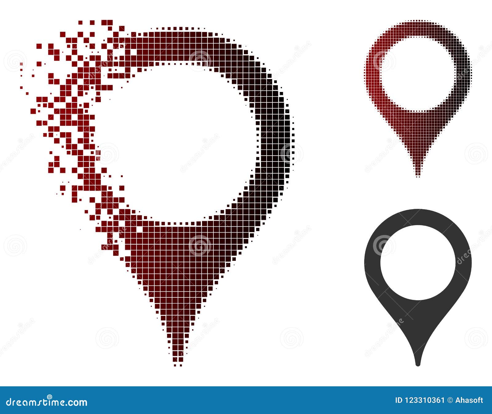 Dispersed Pixel Halftone Map Marker Icon Stock Vector - Illustration of ...