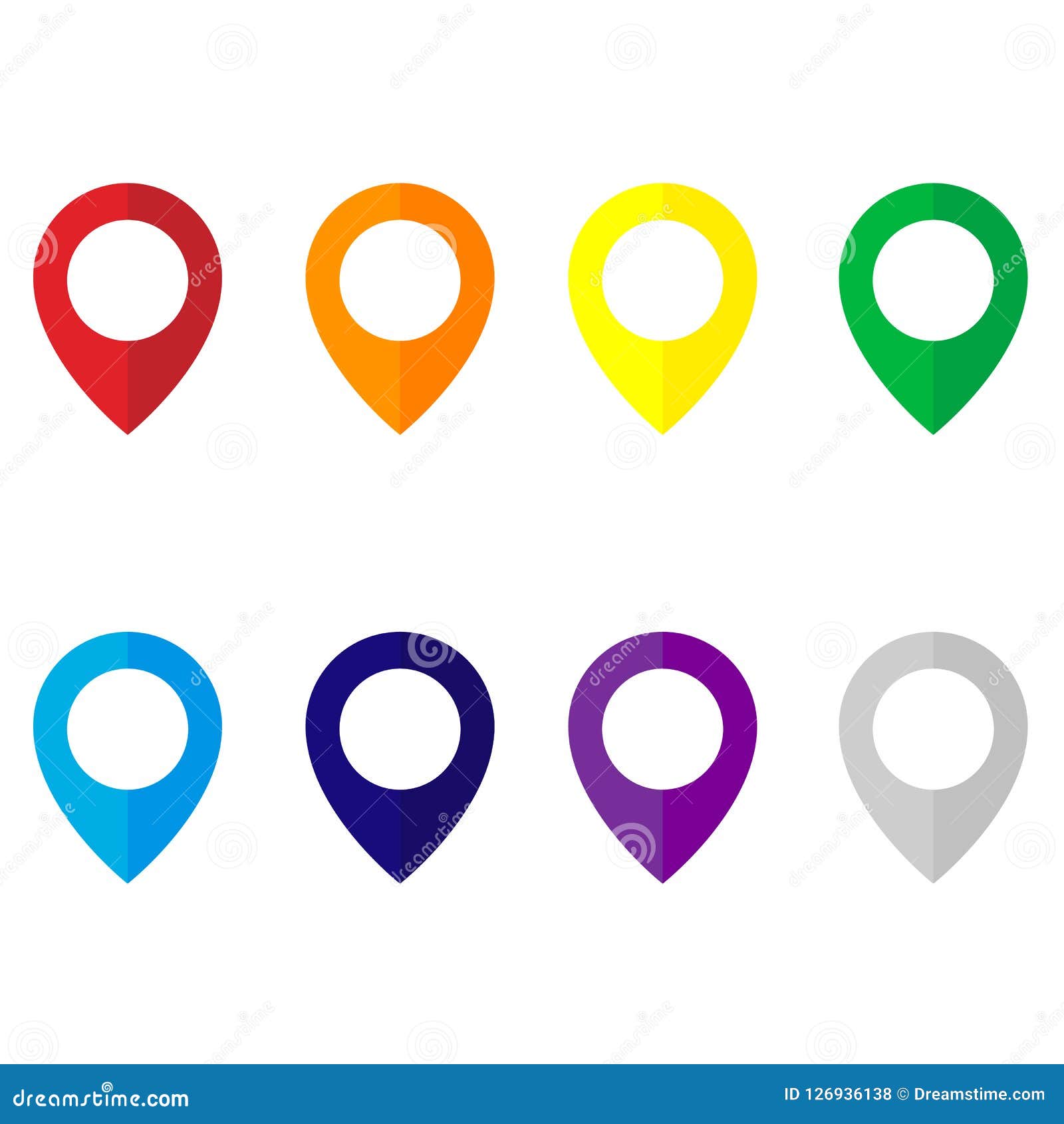 Vector Map Markers Rainbow Colors Set Stock Illustration - Illustration ...