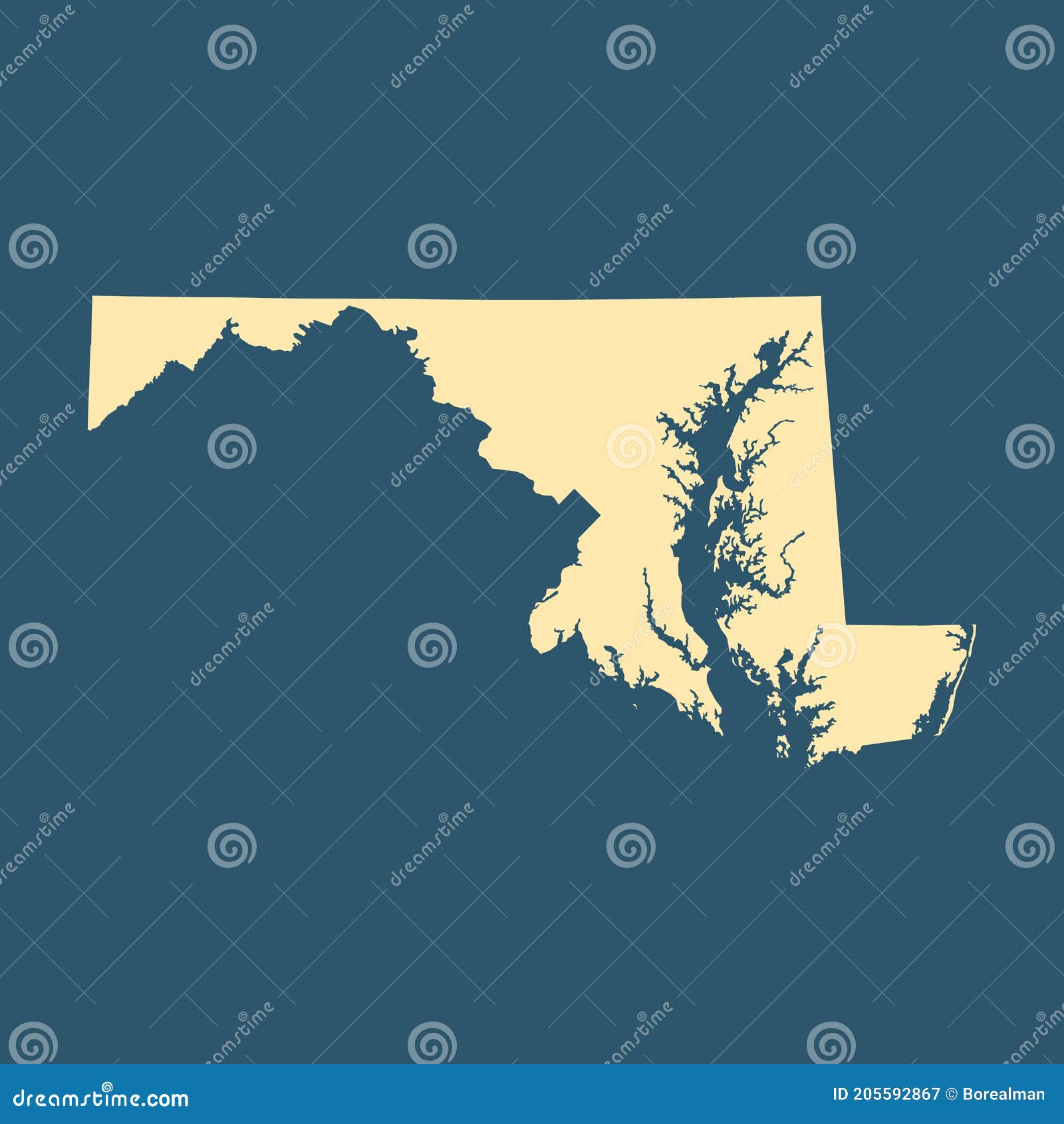 Map of the Maryland stock vector. Illustration of location - 205592867
