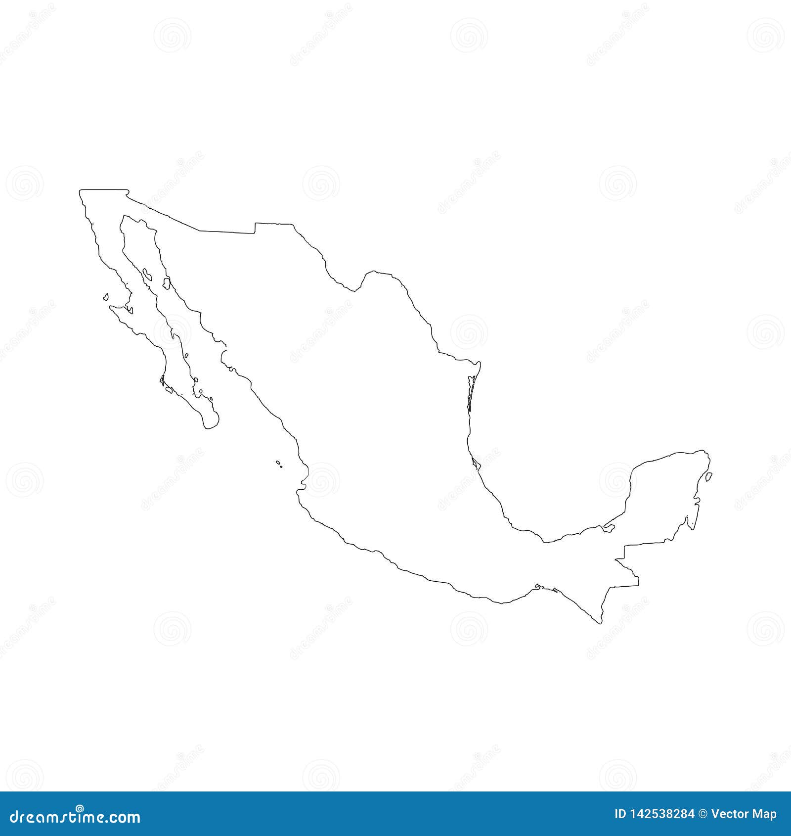 Vector Map Mexico. Isolated Vector Illustration. Black on White ...
