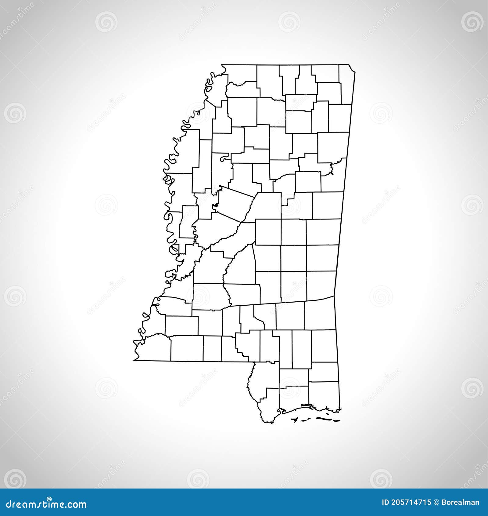 Map of the Mississippi stock vector. Illustration of federal - 205714715
