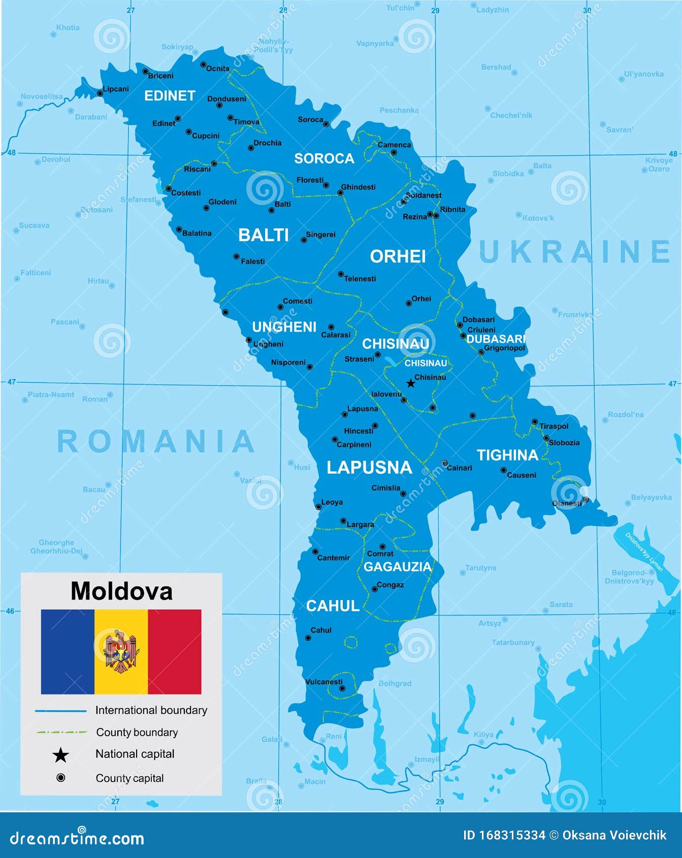 Vector map of Moldova stock vector. Illustration of geographical ...