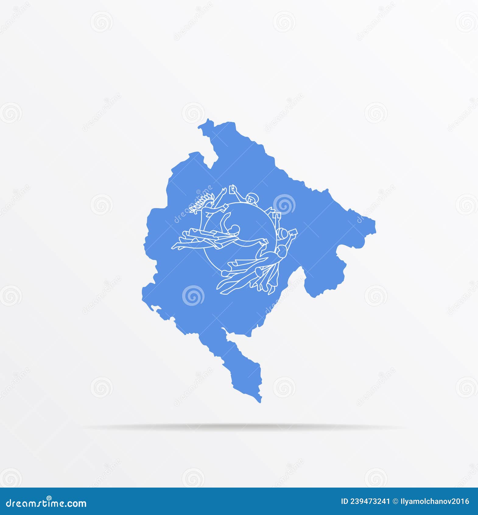 Vector Map Montenegro Combined With Universal Postal Union UPU Flag ...
