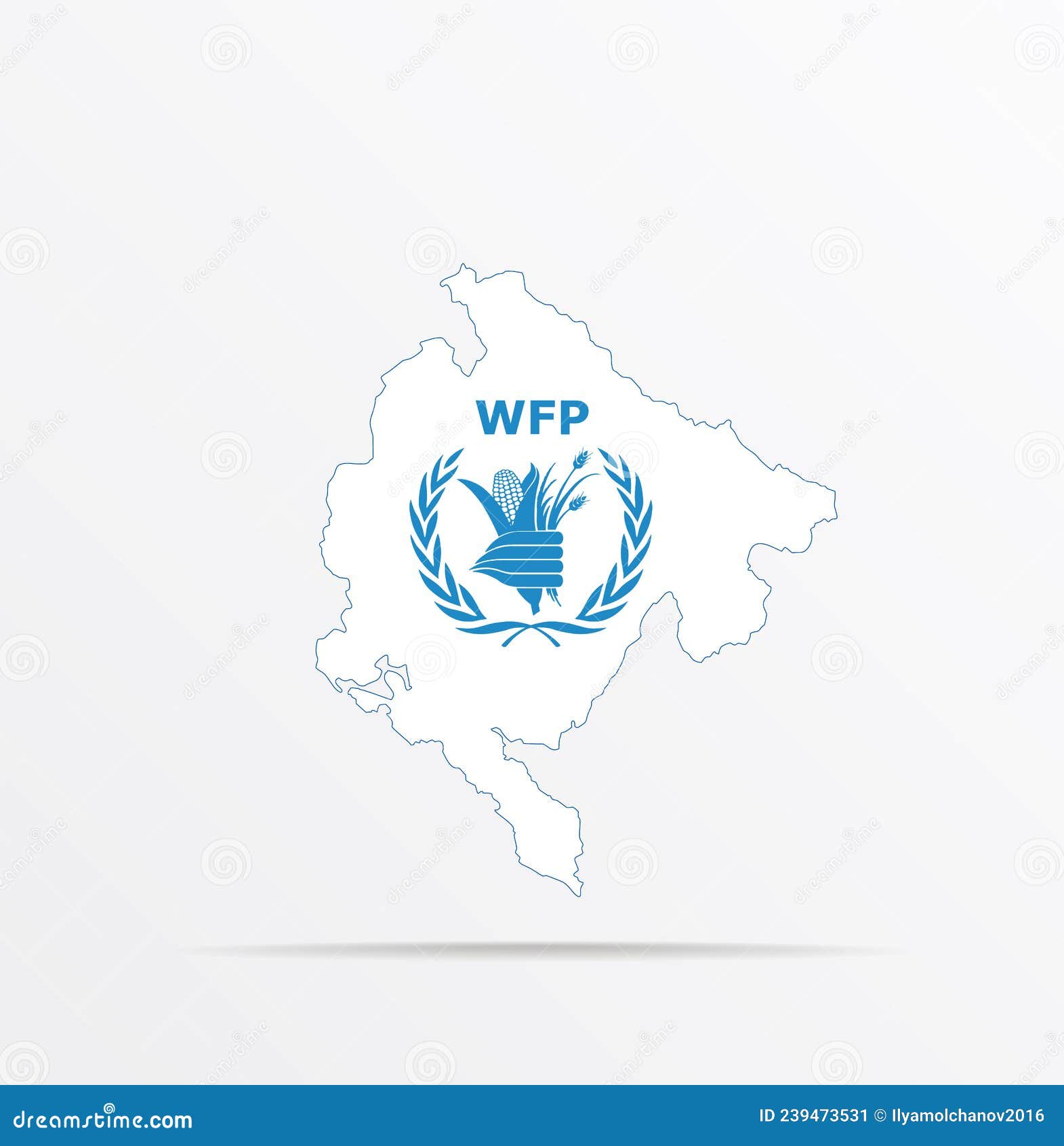 Vector Map Montenegro Combined with World Food Programme WFP Flag Stock ...