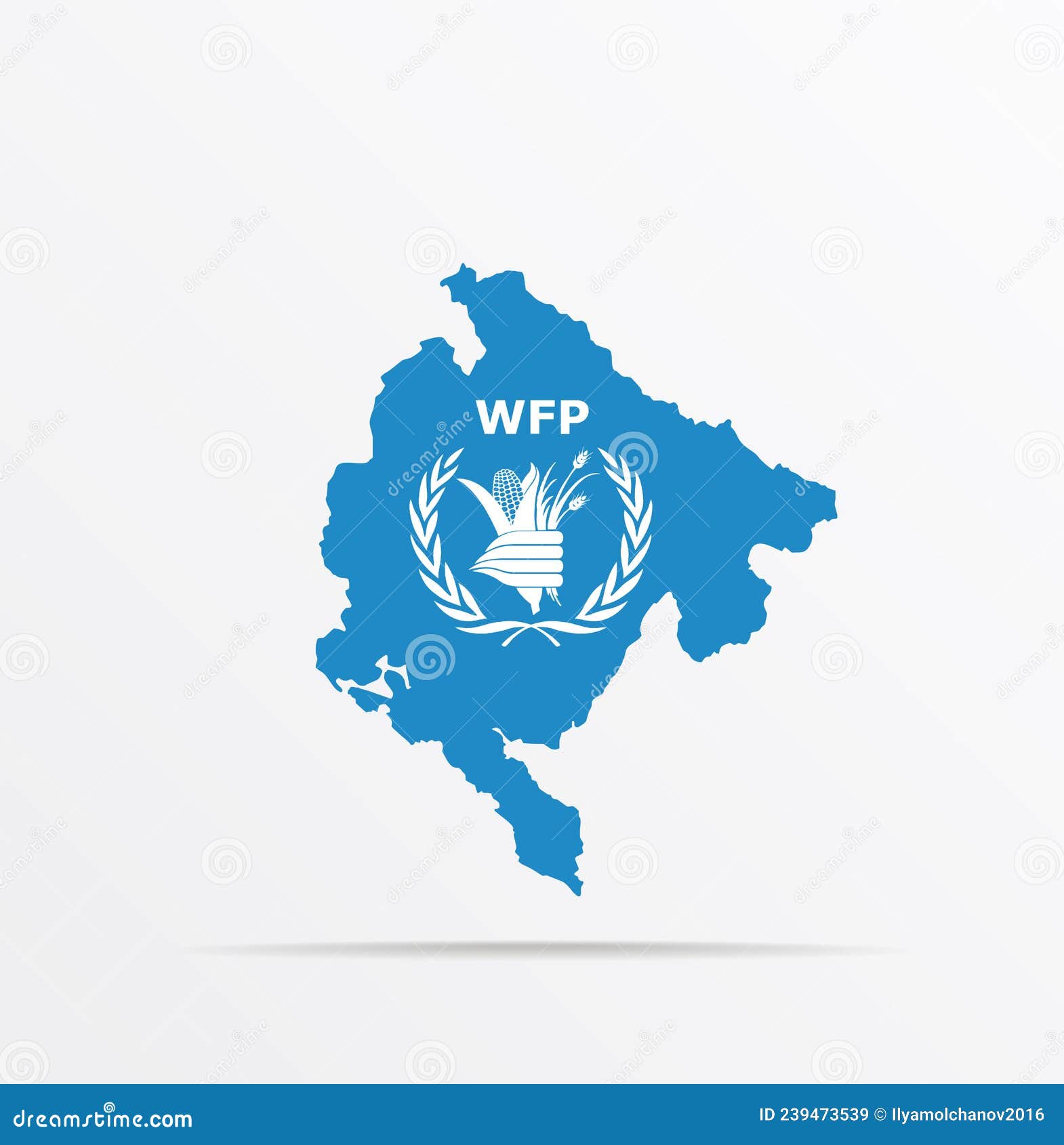 Vector Map Montenegro Combined with World Food Programme WFP Flag Stock ...