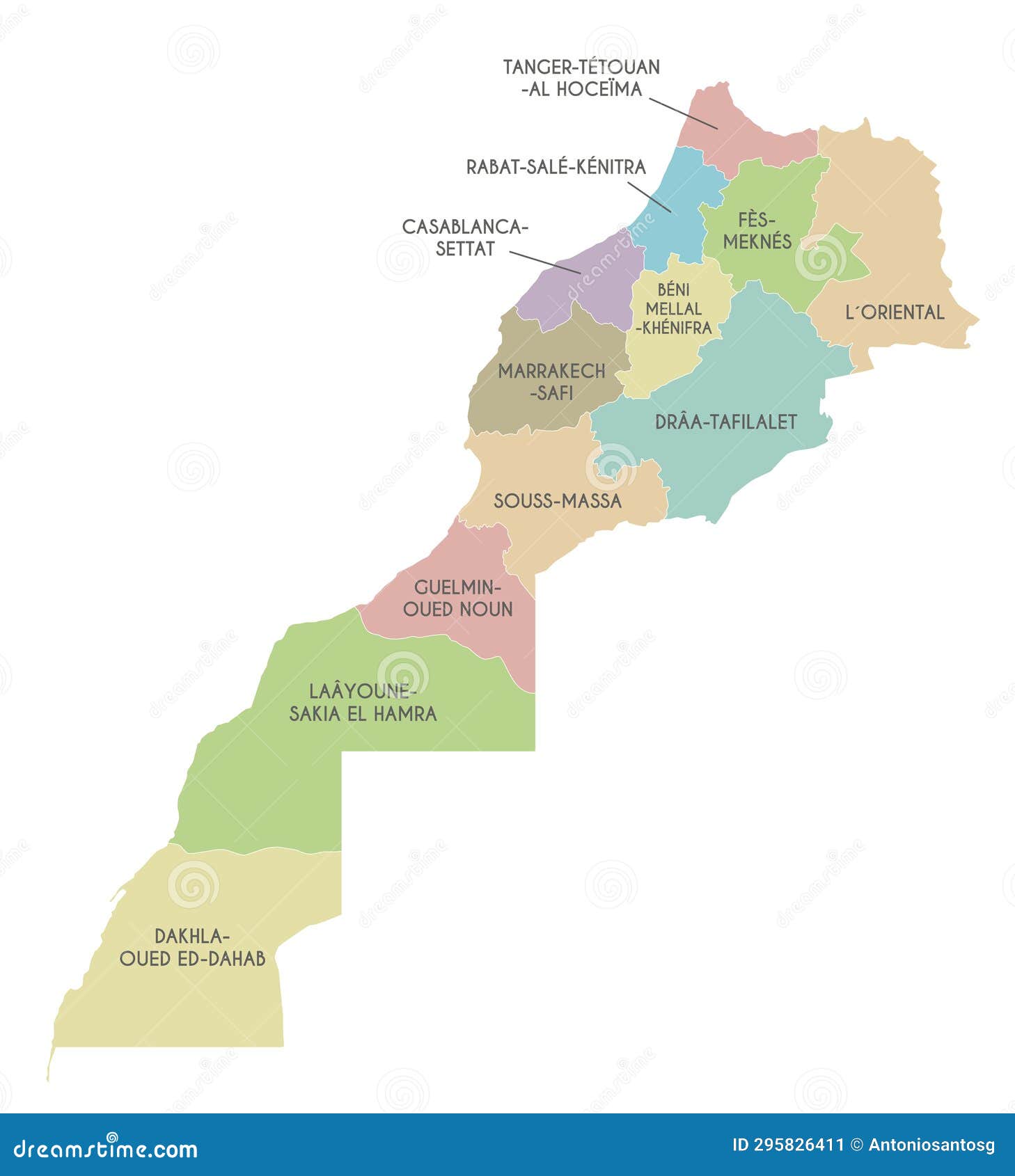 Vector Map of Morocco with Regions and Administrative Divisions Stock ...