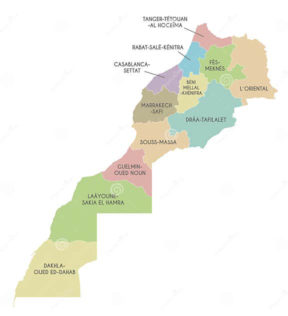 Vector Map of Morocco with Regions and Administrative Divisions Stock ...