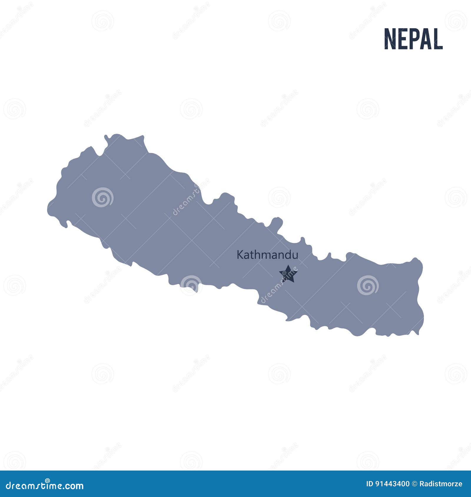 Vector Map of Nepal Isolated on White Background. Stock Illustration ...