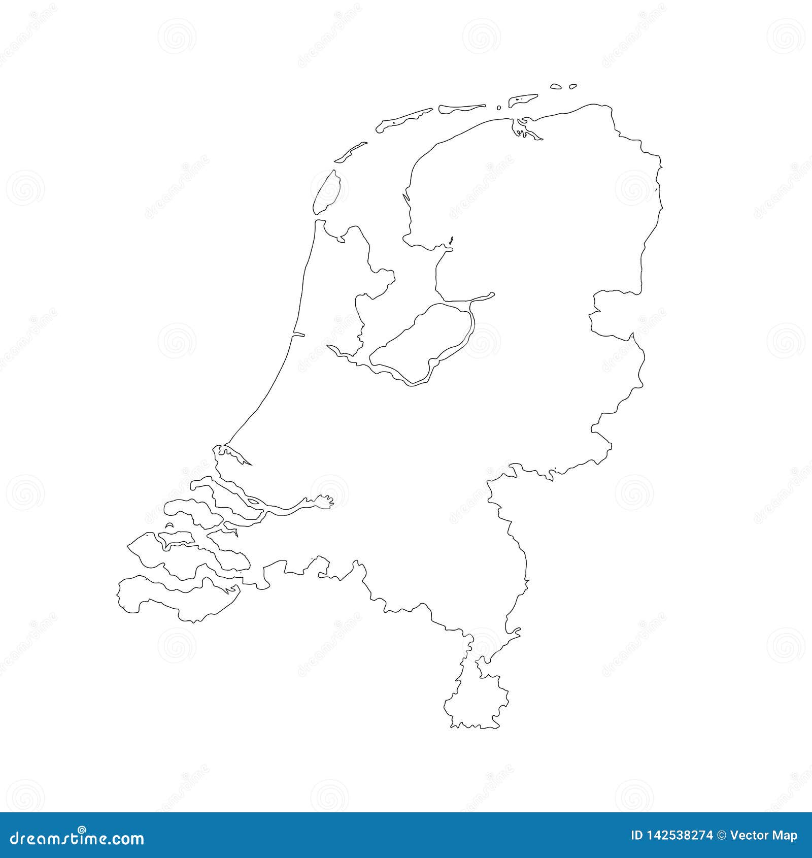 Vector Map Netherlands. Isolated Vector Illustration. Black on White ...