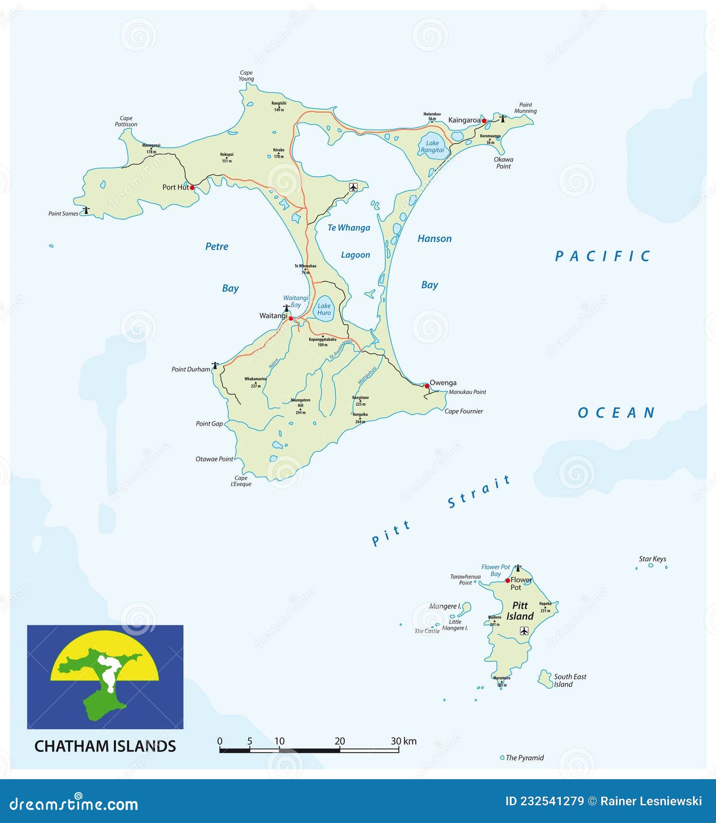 Chatham Islands Region Regions Of New Zealand Map Vector Illustration ...