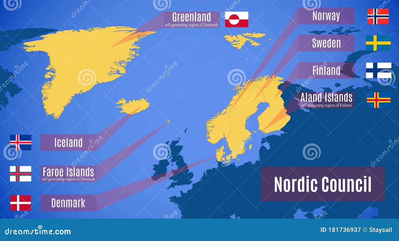 Nordic Council Members, Nordic Countries Cooperation, Political Map ...