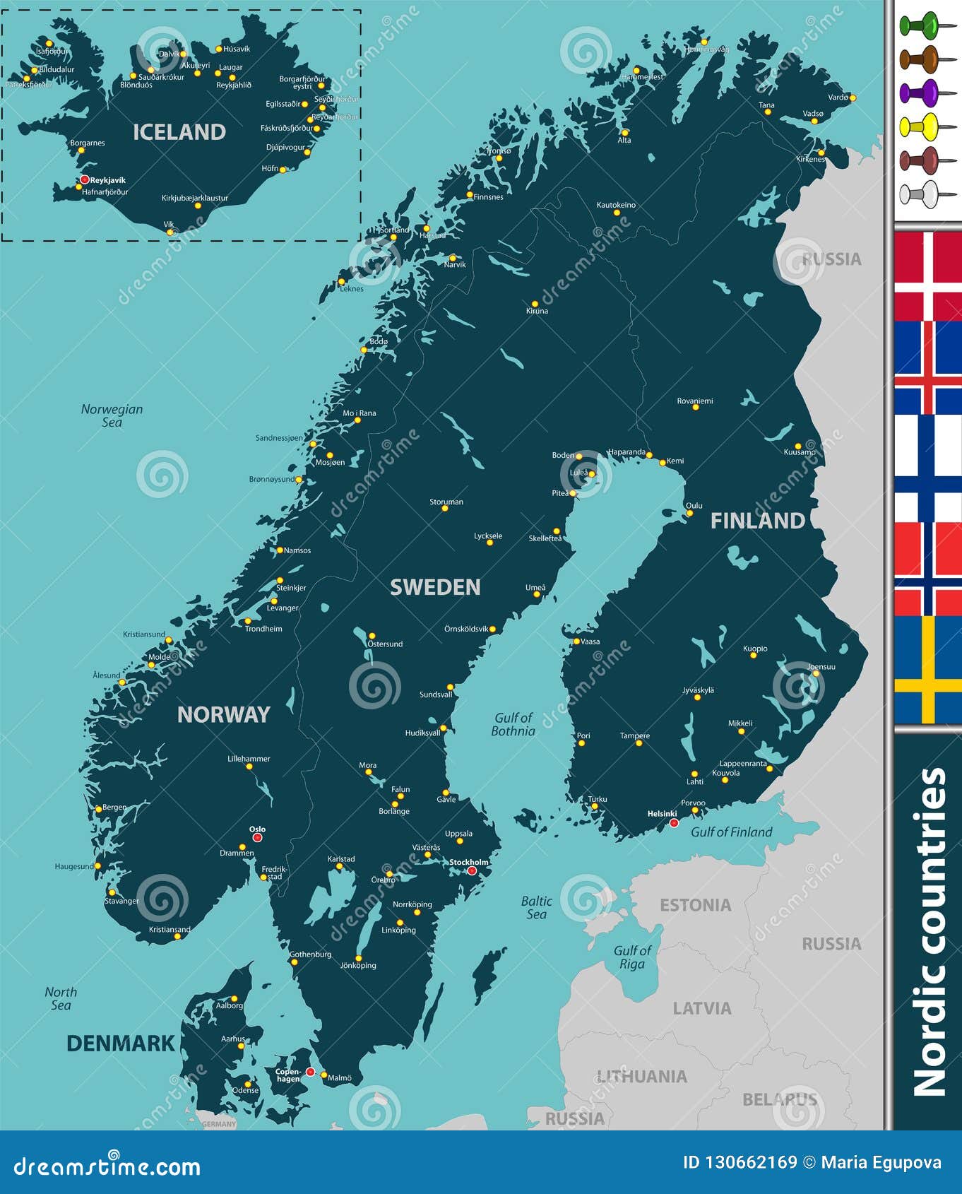 Map of Nordic countries stock vector. Illustration of denmark - 130662169