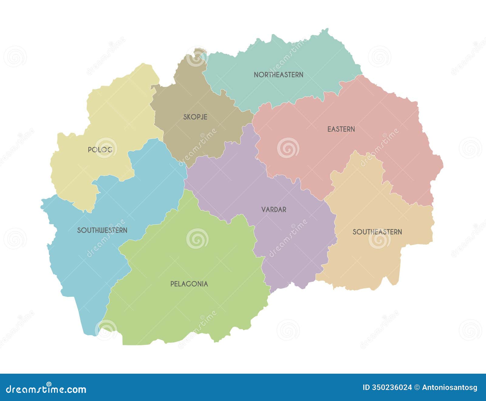 Vector Map of North Macedonia with Statistical Regions or Territories ...