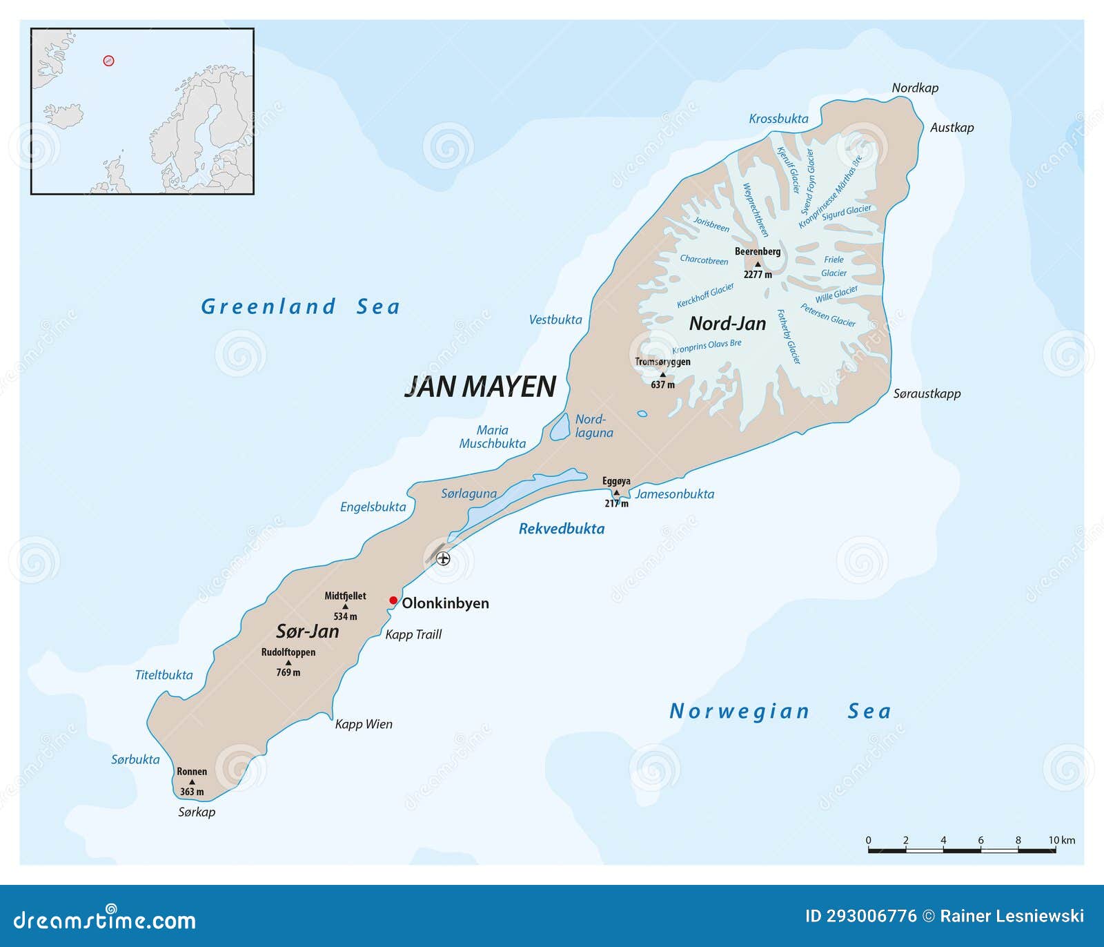 Vector Map of the Norwegian Island of Jan Mayen Stock Vector ...