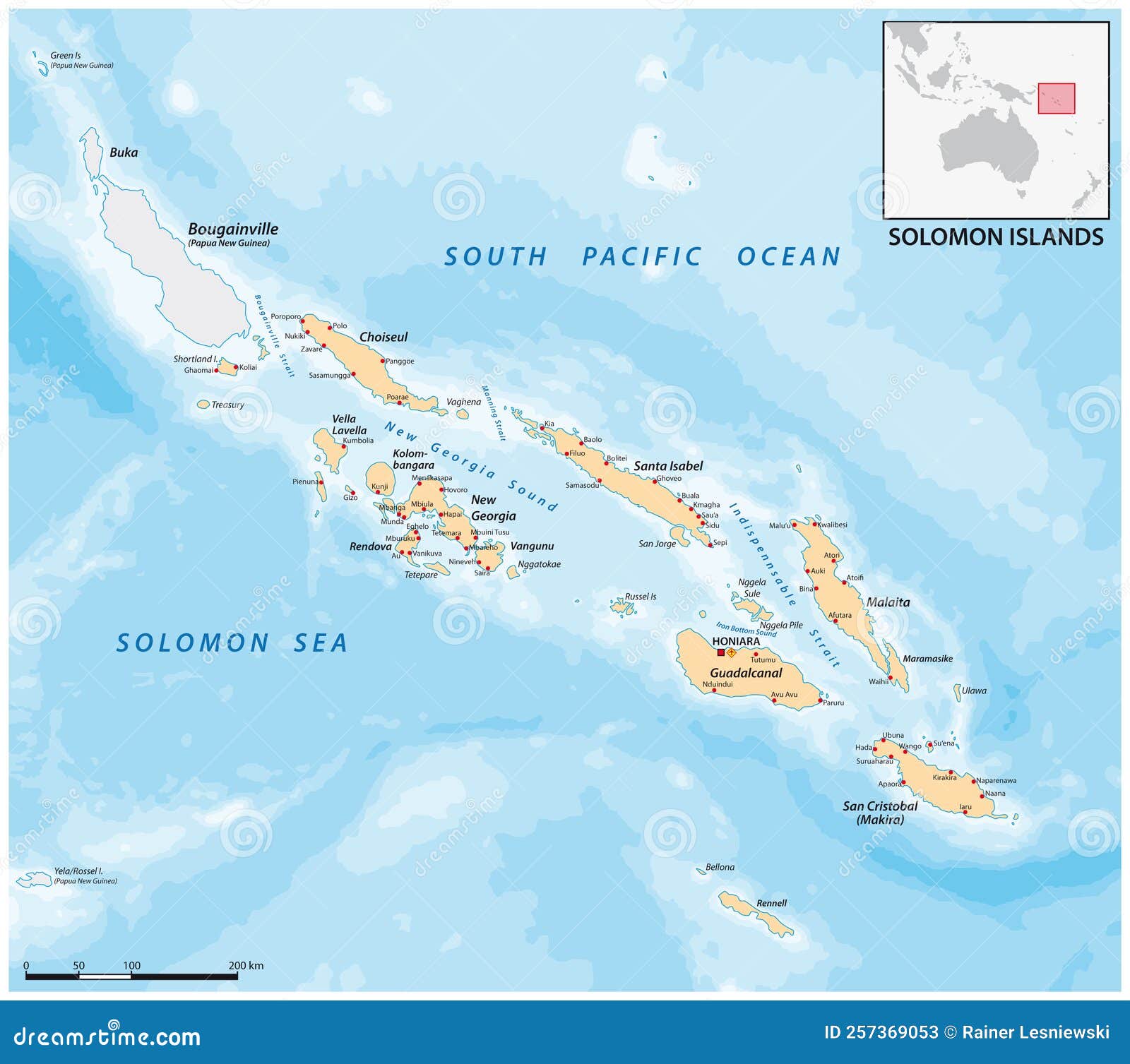 Vector Map of the Oceanic Island State of the Solomon Islands Stock ...