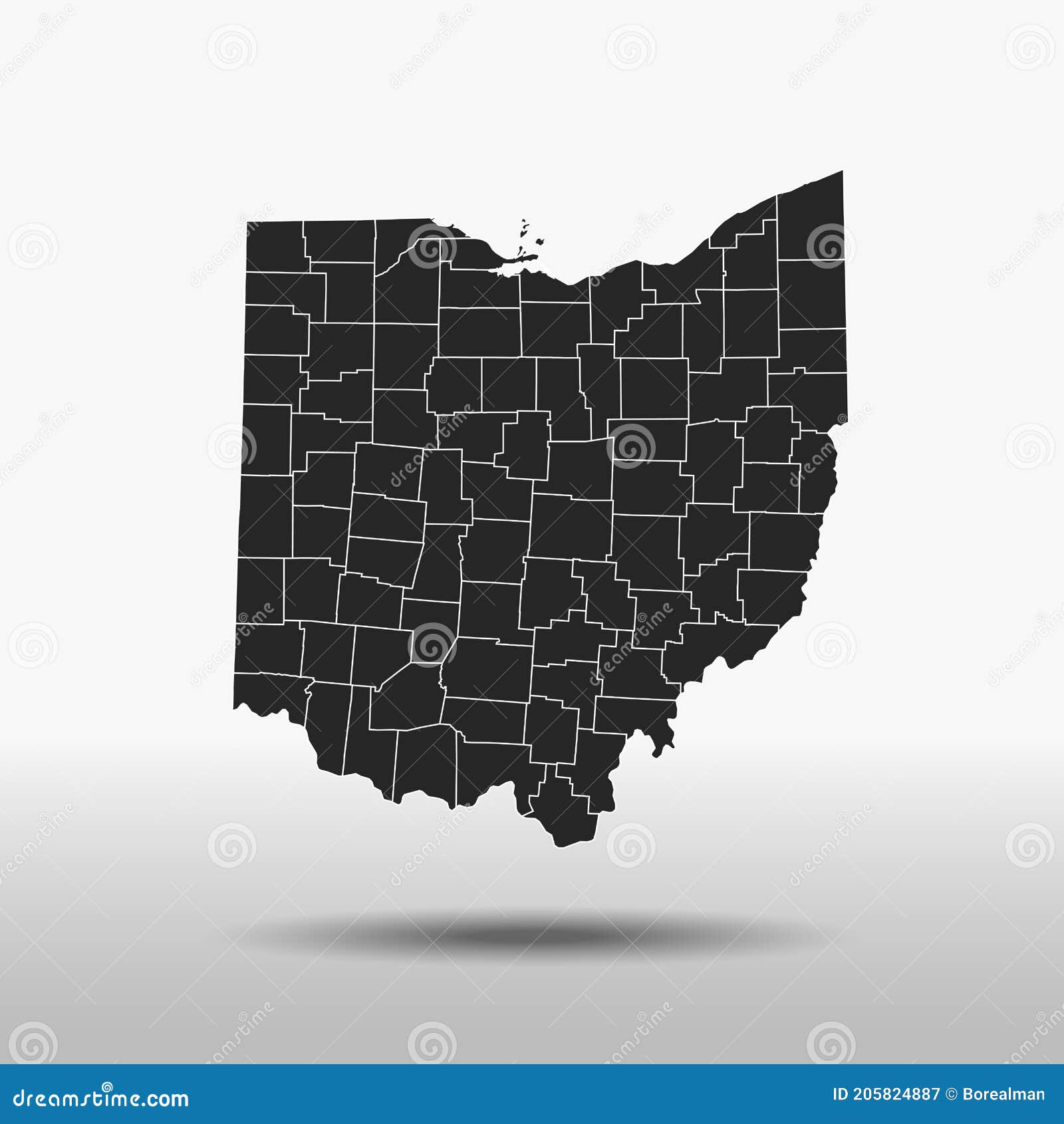 Map of the Ohio stock vector. Illustration of state - 205824887