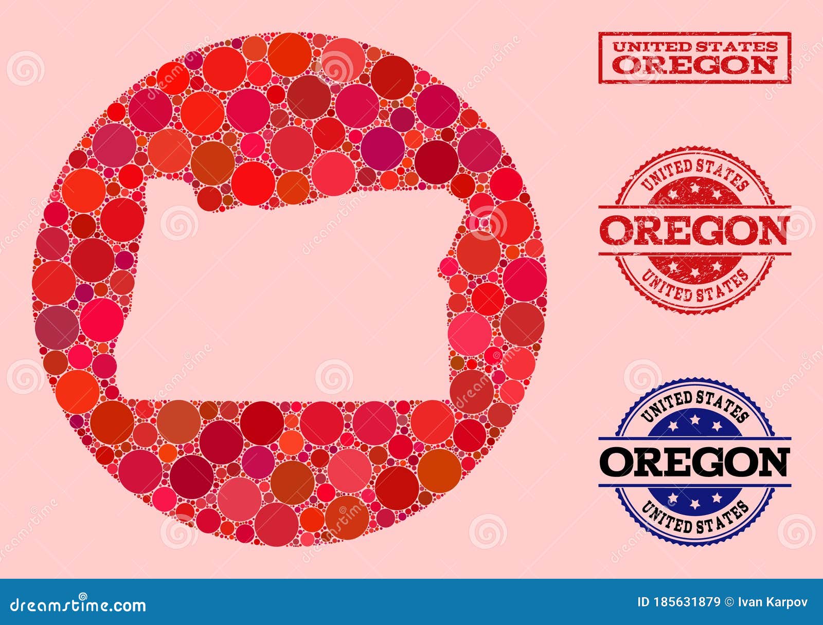 Stencil Circle Map of Oregon State Mosaic and Scratched Seal Stock ...