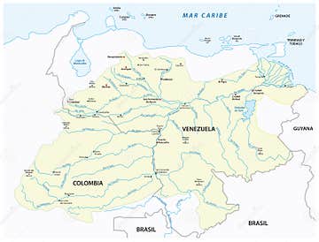 Vector Map of the Orinoco River Drainage Basin Stock Vector ...