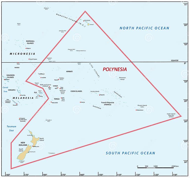 Vector Map of the Pacific Island Region of Polynesia Stock Vector ...