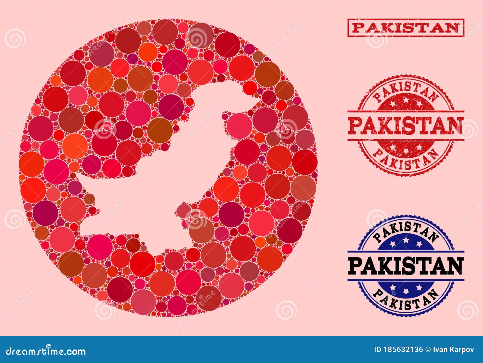 Stencil Circle Map of Pakistan Mosaic and Grunge Seal Stock ...