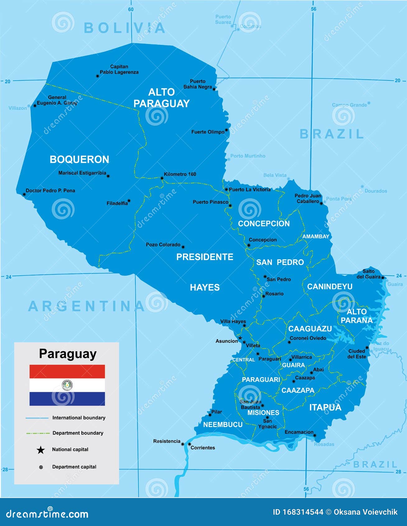 Vector map of paraguay stock vector. Illustration of contour - 168314544