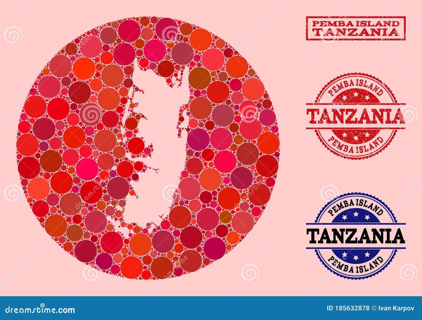 Zanzibar And Pemba Tanzania Political Map Vector Illustration