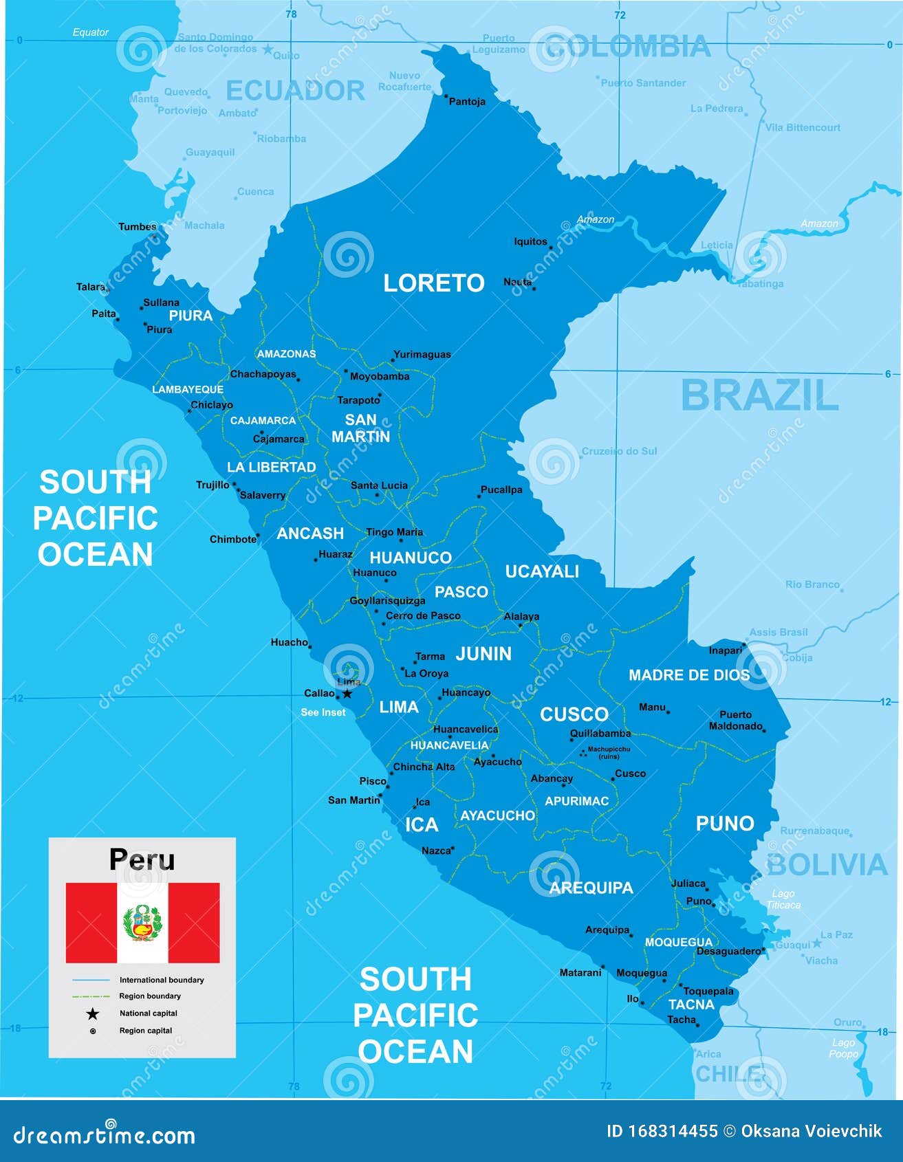 Vector map of Peru stock vector. Illustration of america - 168314455