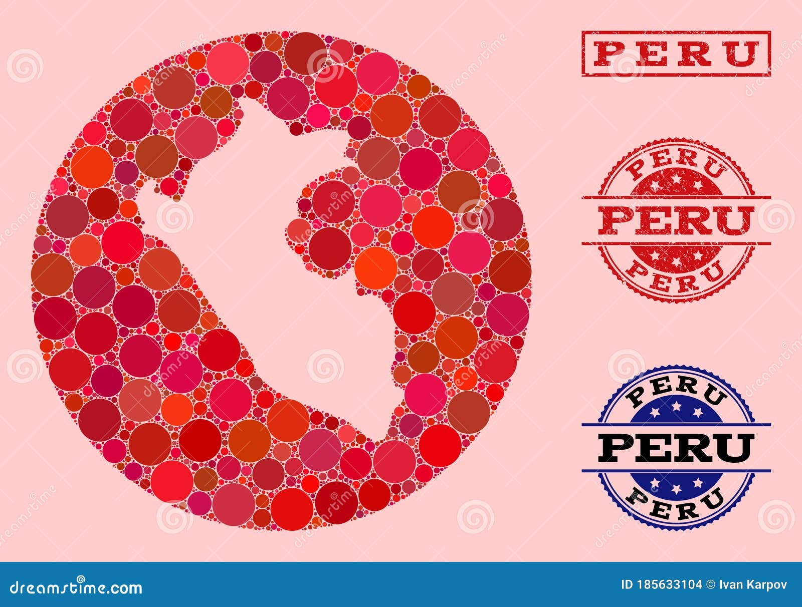 Stencil Circle Map of Peru Mosaic and Grunge Seal Stock Illustration ...