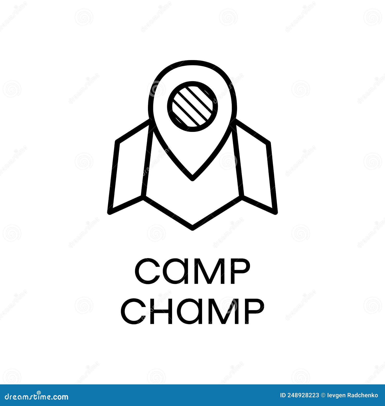 Vector Map Pin and Camp Champ Text Against White Background Stock ...