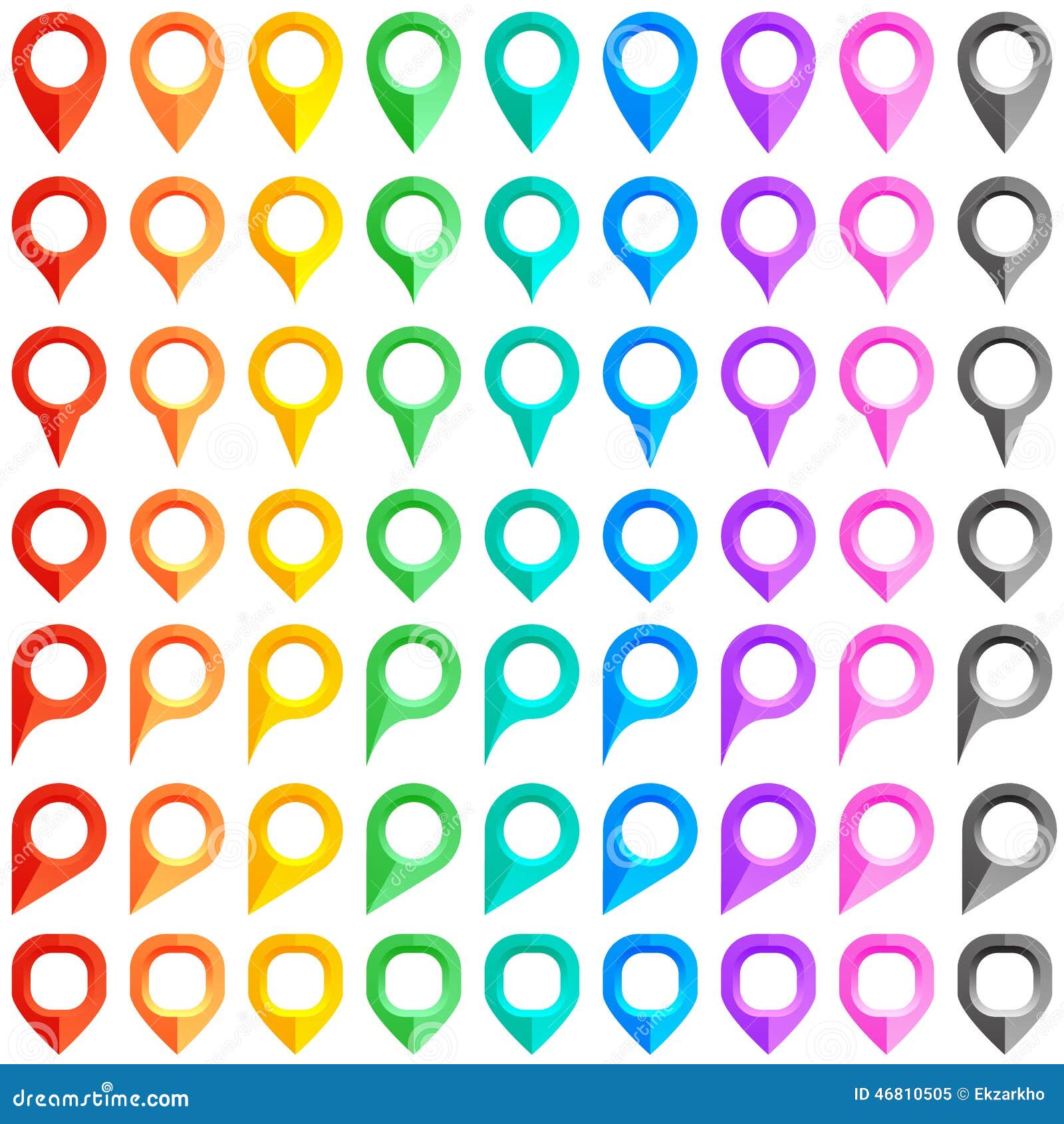 Vector Map Pins Pointer Vector Set Stock Vector - Illustration of ...