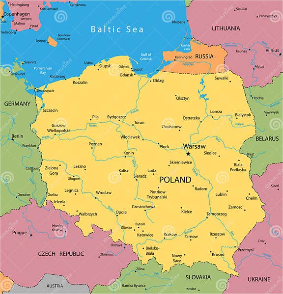 Vector map of Poland stock vector. Illustration of blue - 8226781
