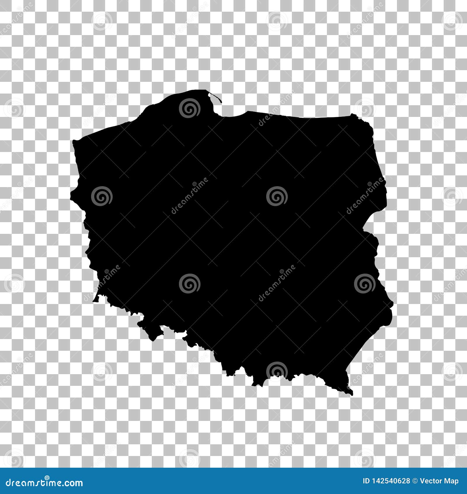 Vector Map Poland. Isolated Vector Illustration. Black on White ...
