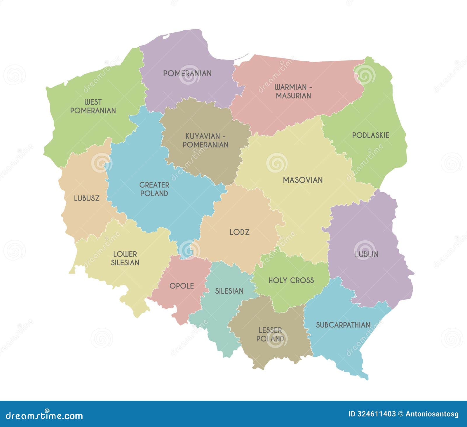 Vector Map of Poland with Provinces and Administrative Divisions. Stock ...