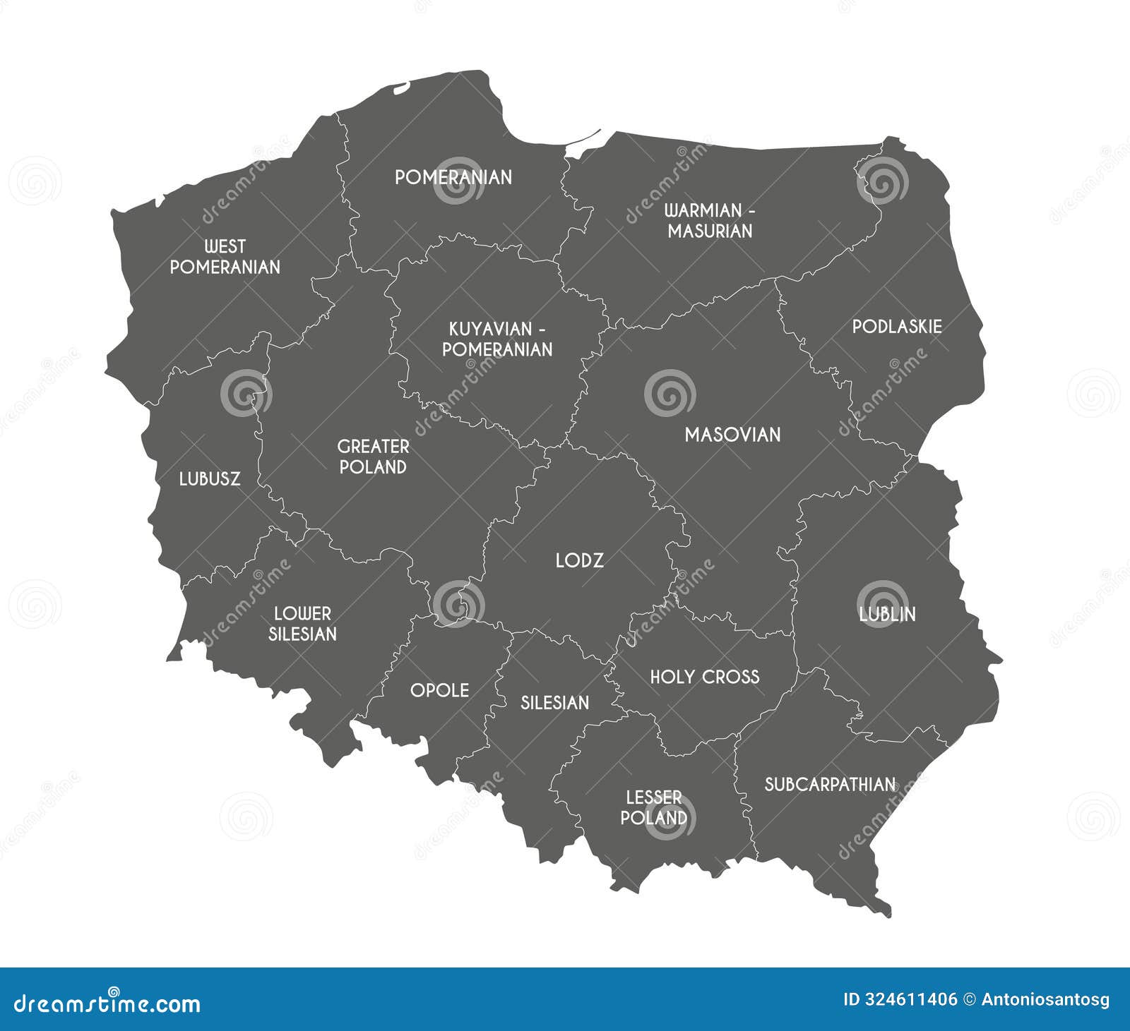 Vector Map of Poland with Provinces and Administrative Divisions. Stock ...