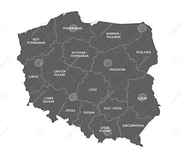 Vector Map of Poland with Provinces and Administrative Divisions. Stock ...