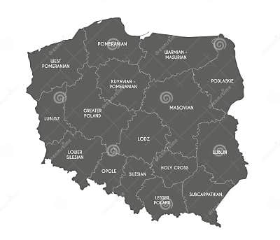 Vector Map of Poland with Provinces and Administrative Divisions. Stock ...