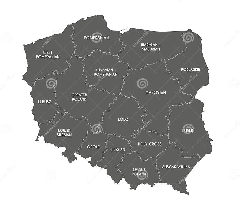 Vector Map of Poland with Provinces and Administrative Divisions. Stock ...