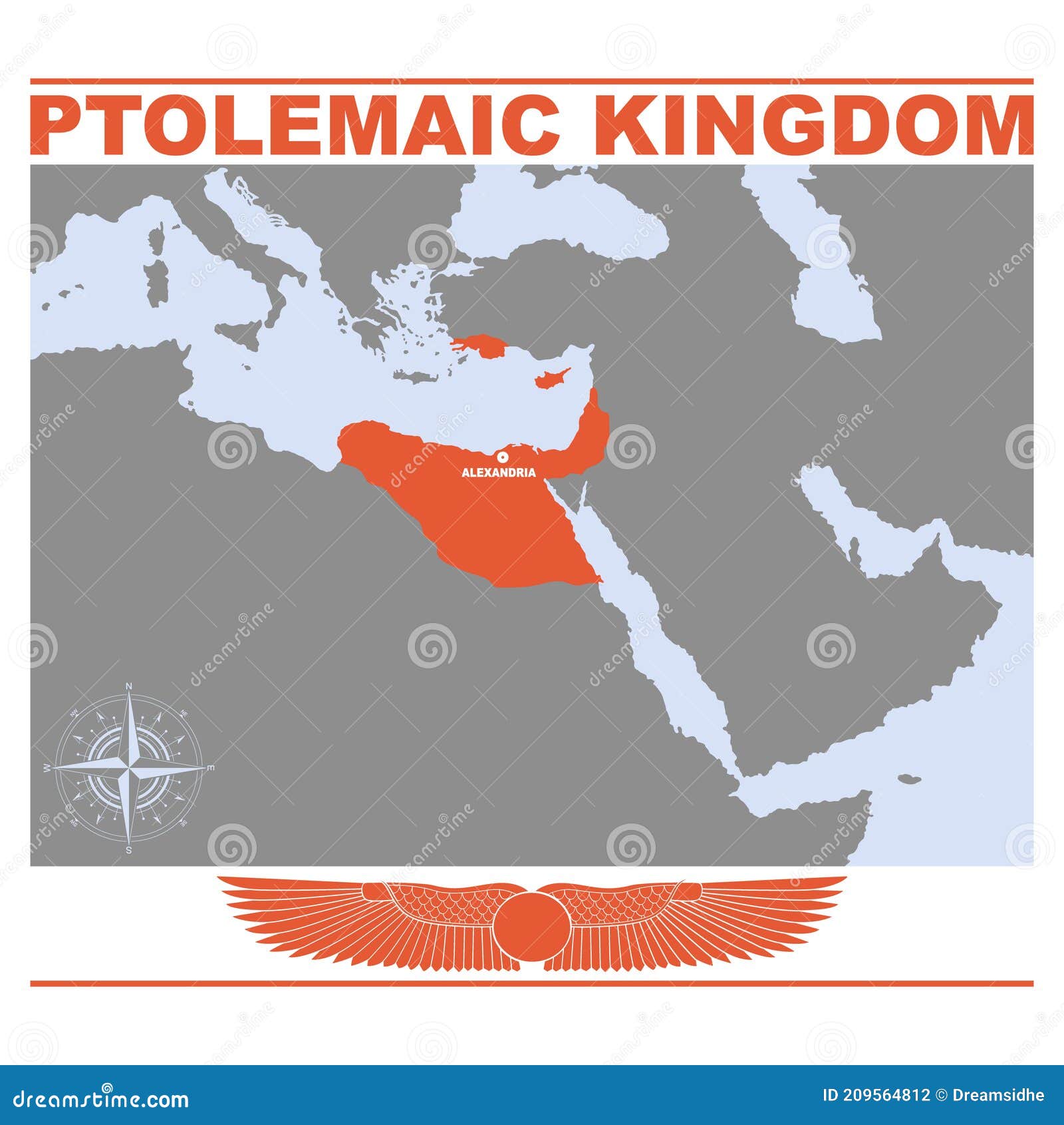 Vector Map of the Ptolemaic Kingdom Stock Vector - Illustration of ...