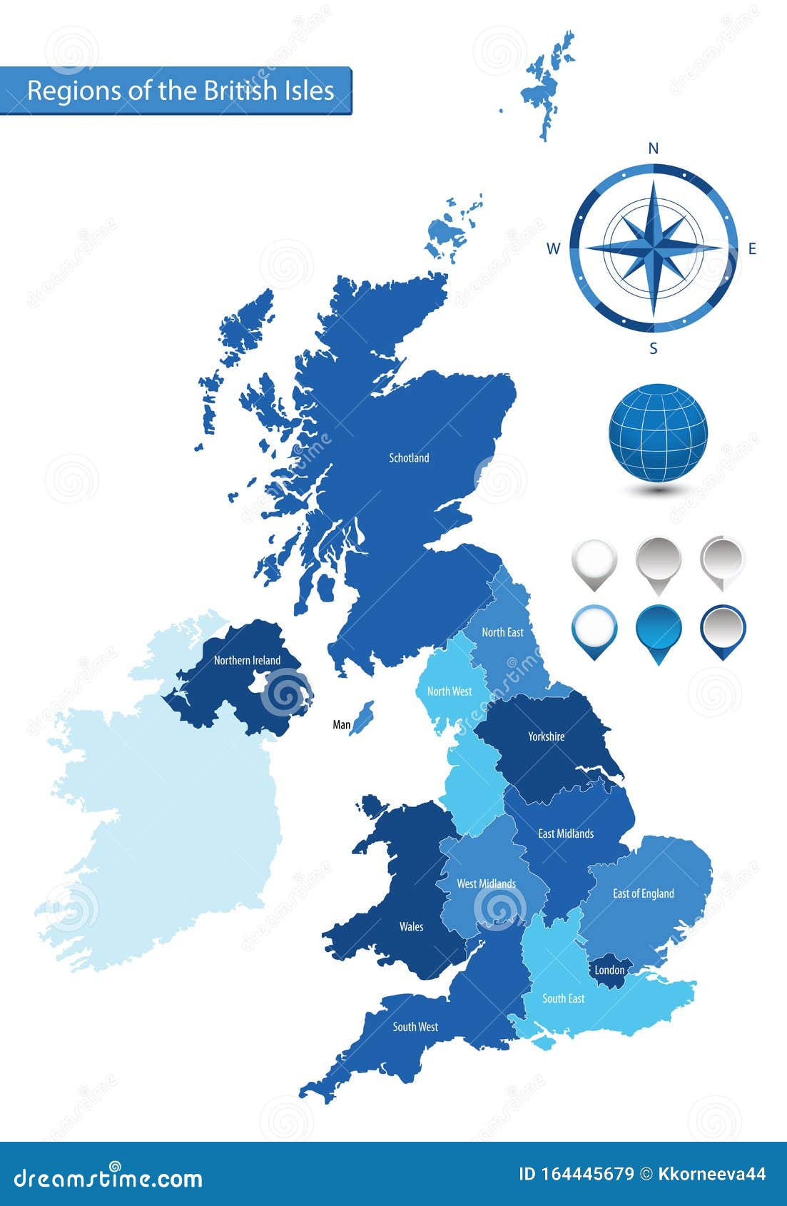 Political Map Of England With Regions Royalty Free Vector