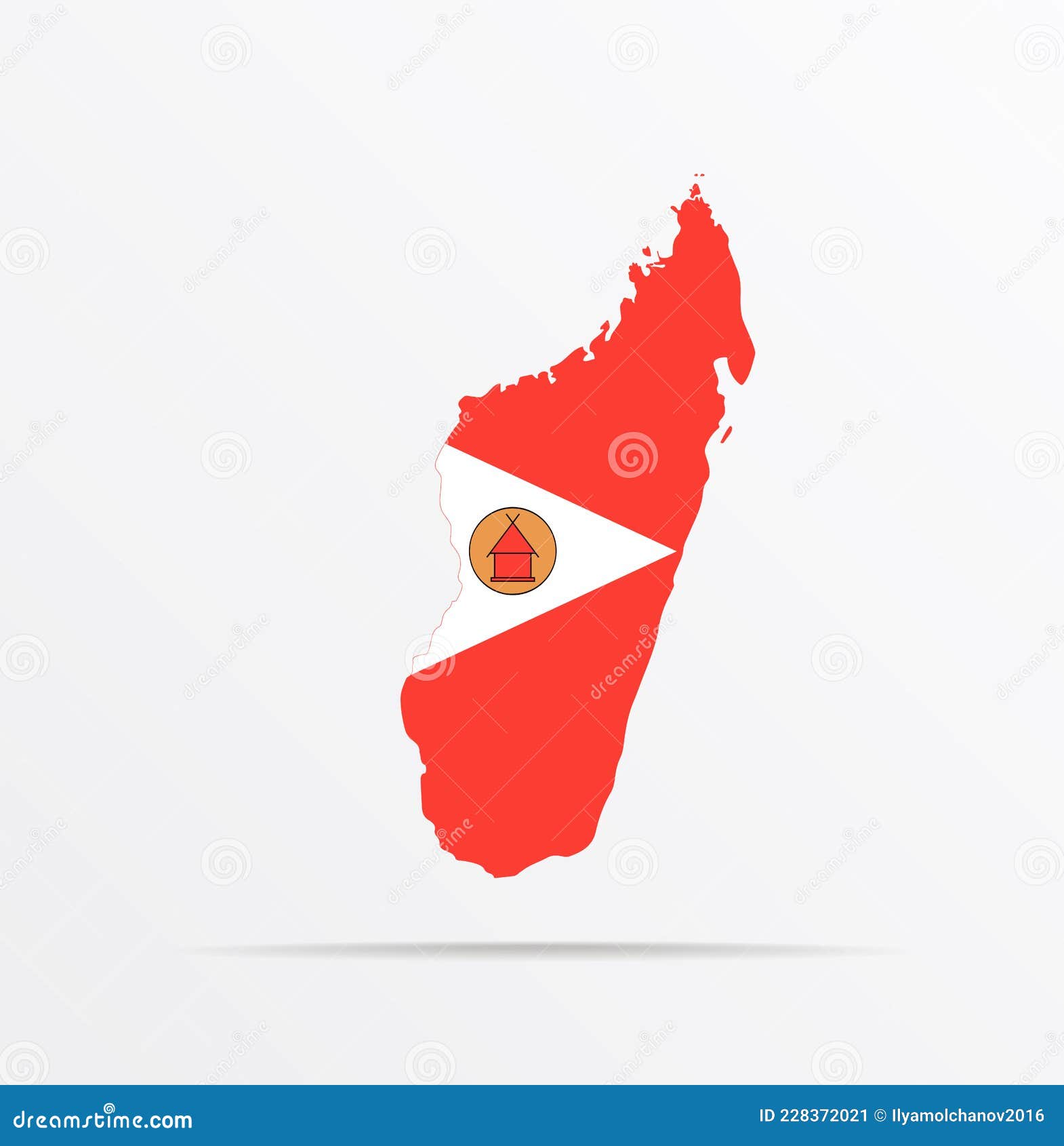 Vector Map Republic of Madagascar Combined with Merina People Flag ...