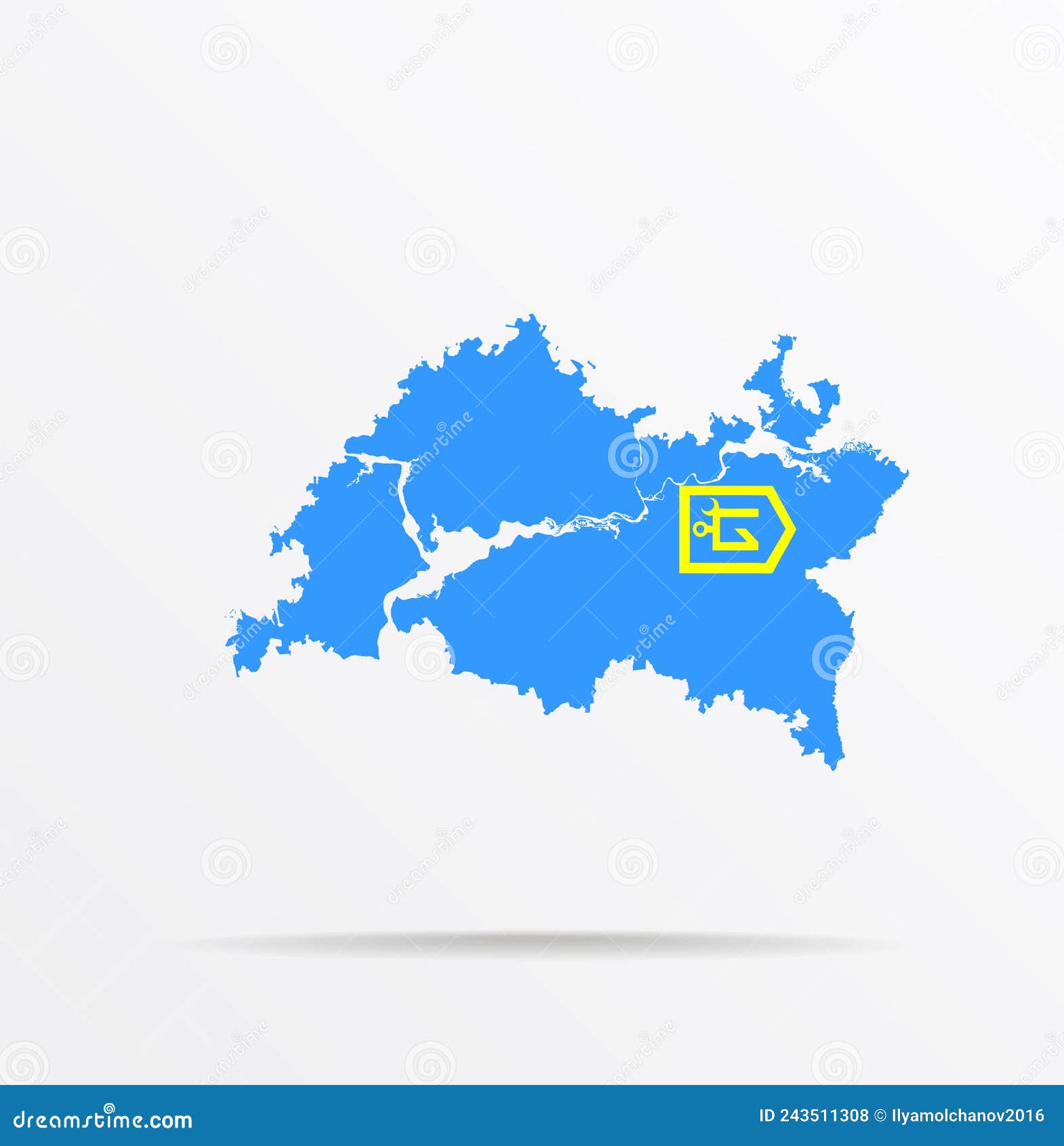 Vector Map Republic of Tatarstan Combined with Idel-Ural State Flag ...