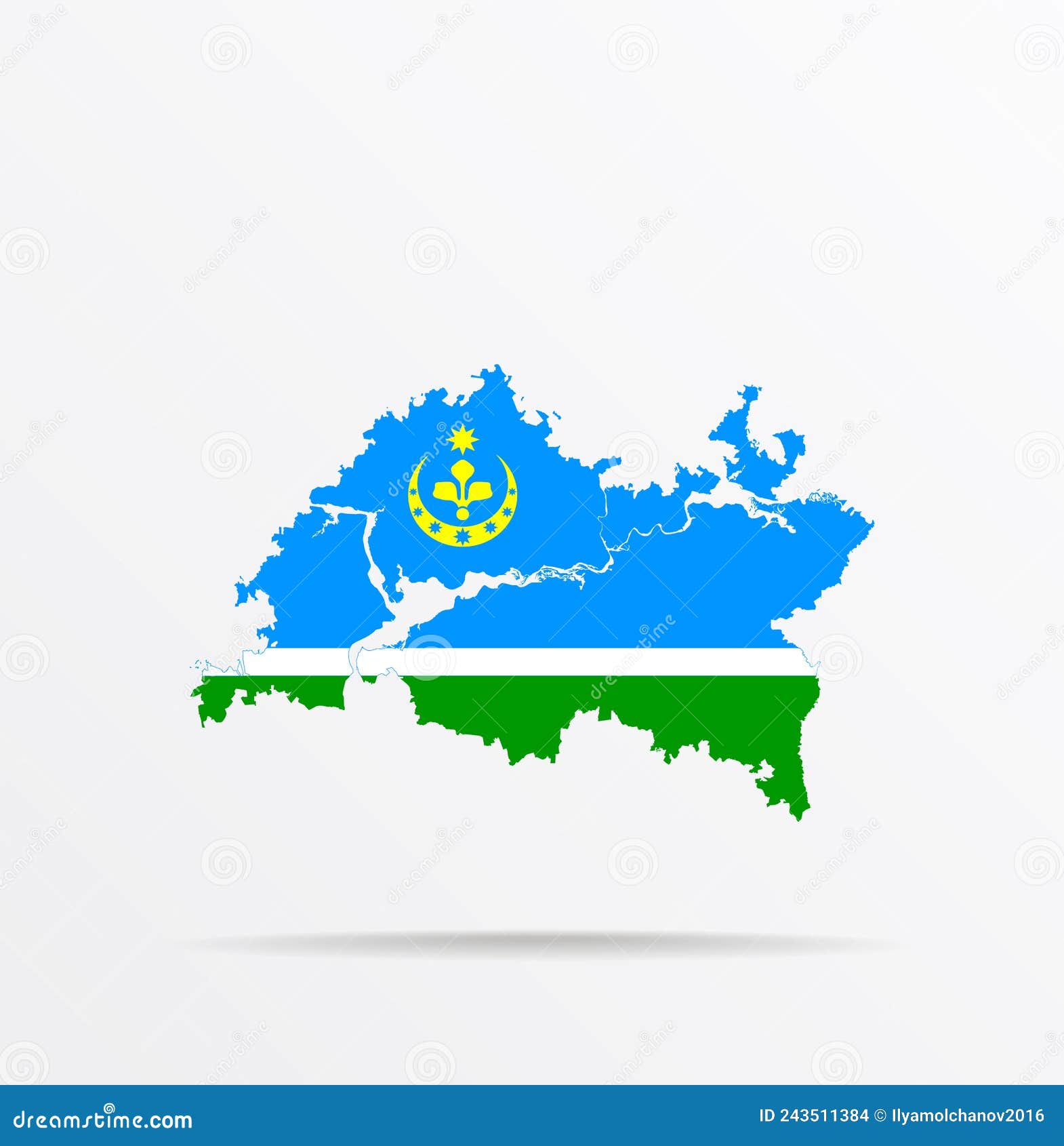 Vector Map Republic of Tatarstan Combined with Siberian Tatars Flag ...